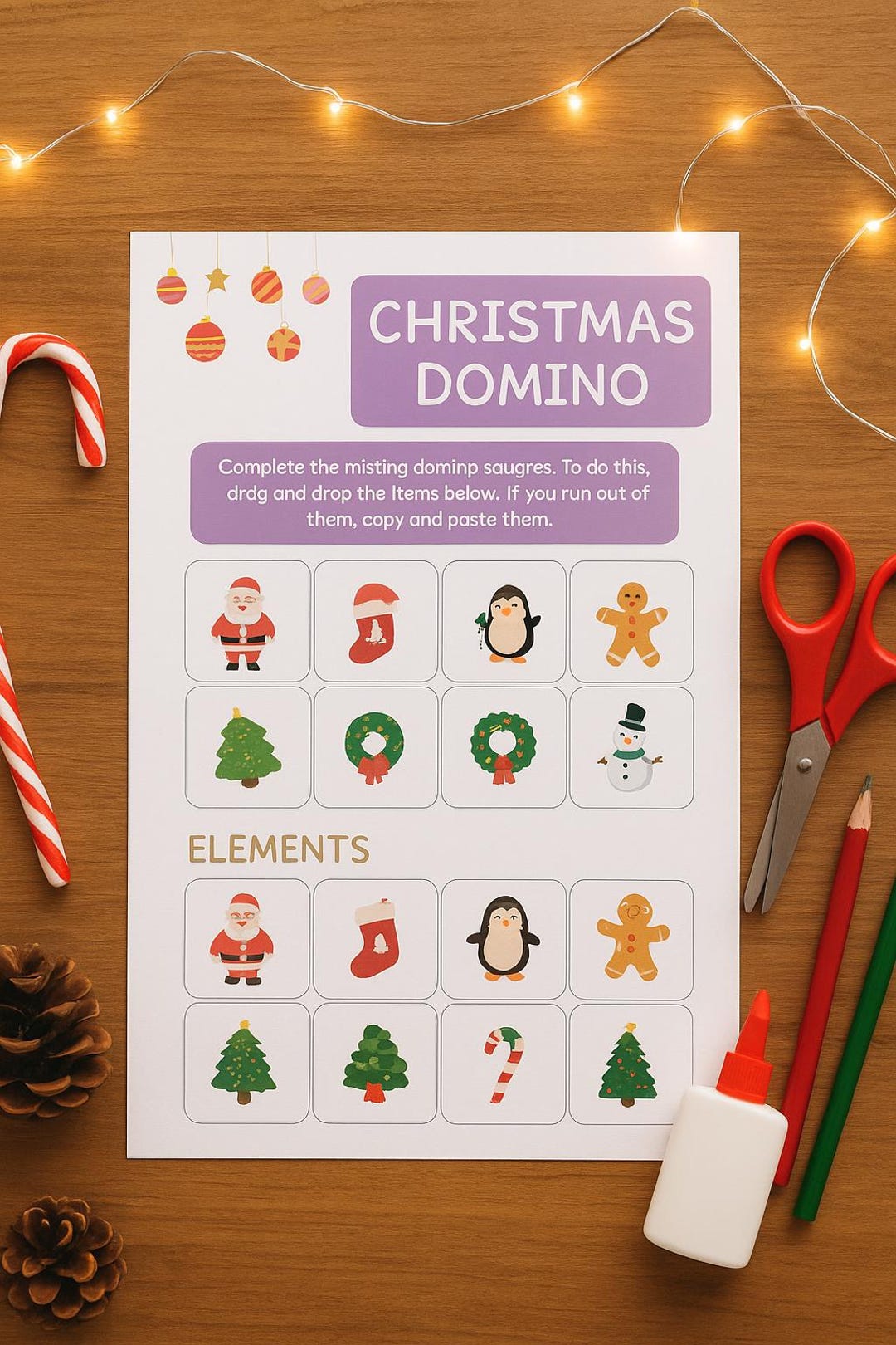 Christmas Domino Game | Printable Holiday Activity for Kids | Fun ...