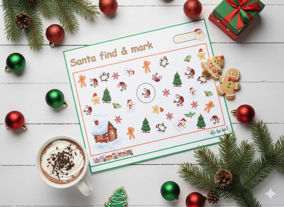 Christmas Santa Find and Mark Game: Printable Holiday Activity (PNG) - Etsy