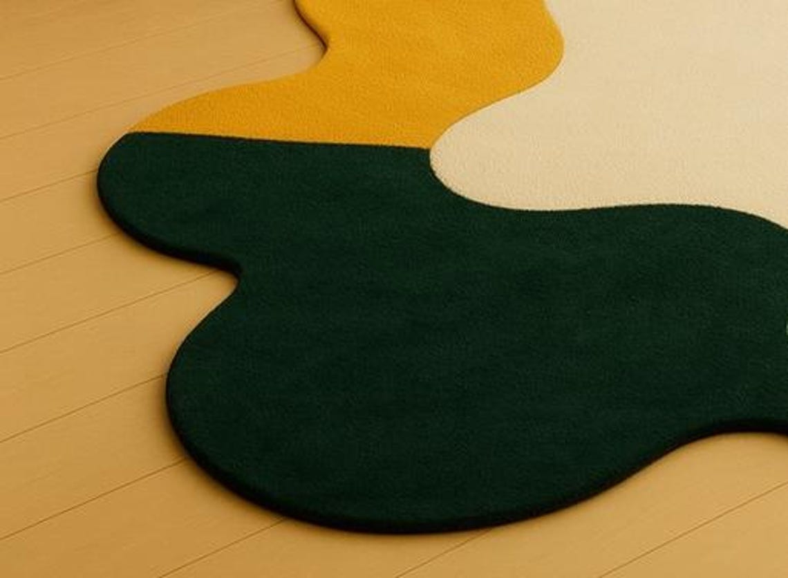 Abstract Blob Shape Hand Tufted Rug, Irregular Color Block Area Rug ...