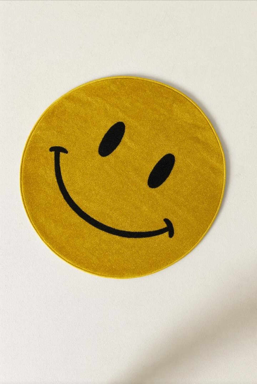 Hand Tufted Smiley Happy Face Round Carpet, Yellow Room Decor, Soft ...