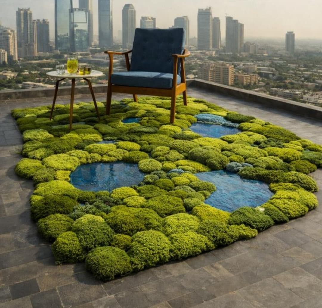 Nature Inspired Moss Hand Tufted Rug Modern Organic Abstract Wool Area ...
