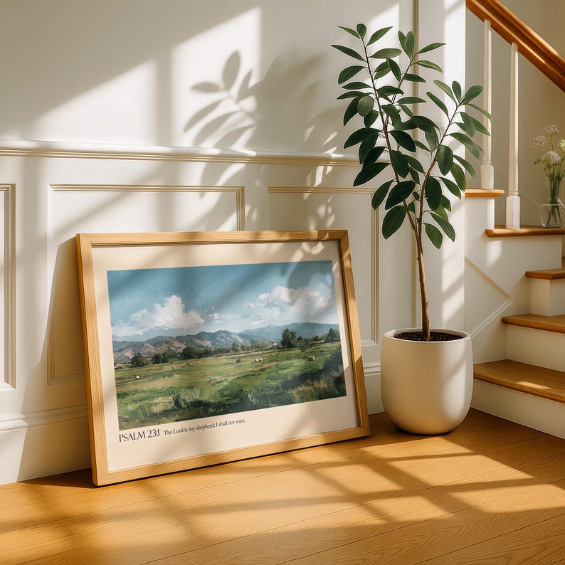 Bible Verse Psalm 23:1 Scenic Green Landscape Wall Art | Gallery-grade ...