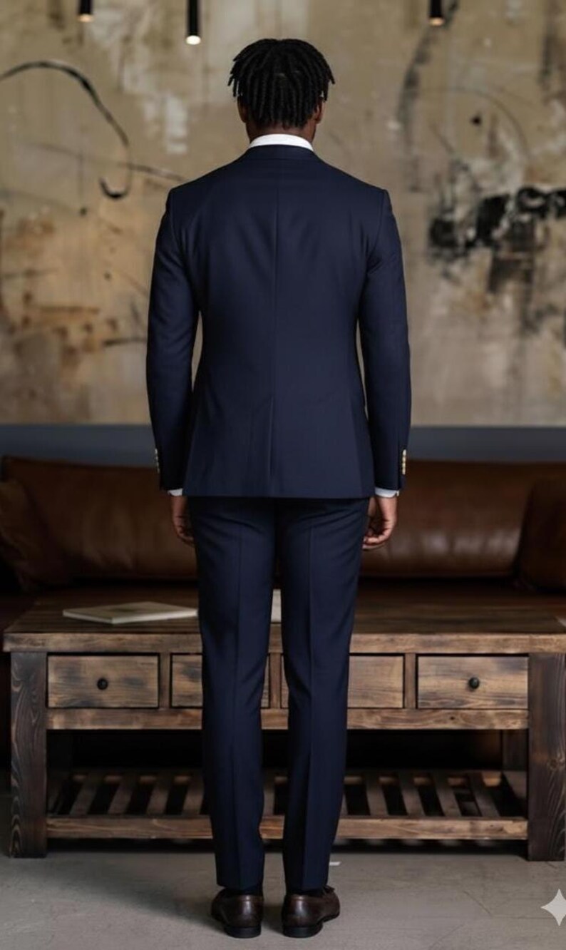 Sharp Dark Blue Double-breasted Suit | Premium Slim Fit Tuxedo |modern ...