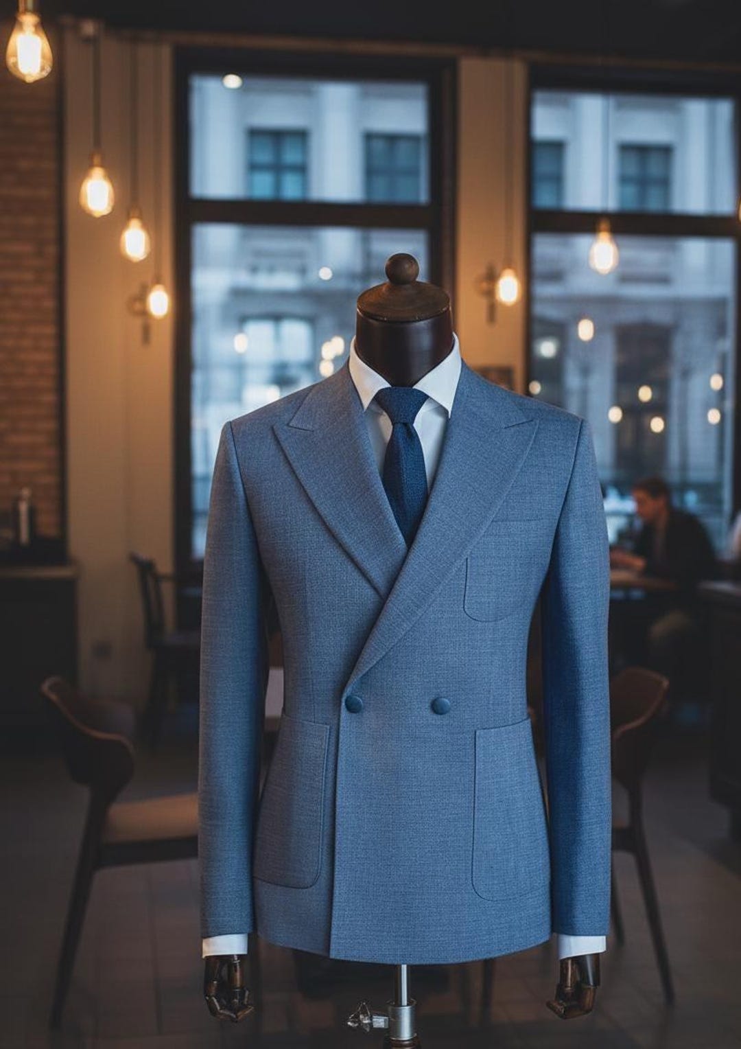 Blue Double Breasted Blazer for Men | Slim Fit Designer Formal Jacket ...