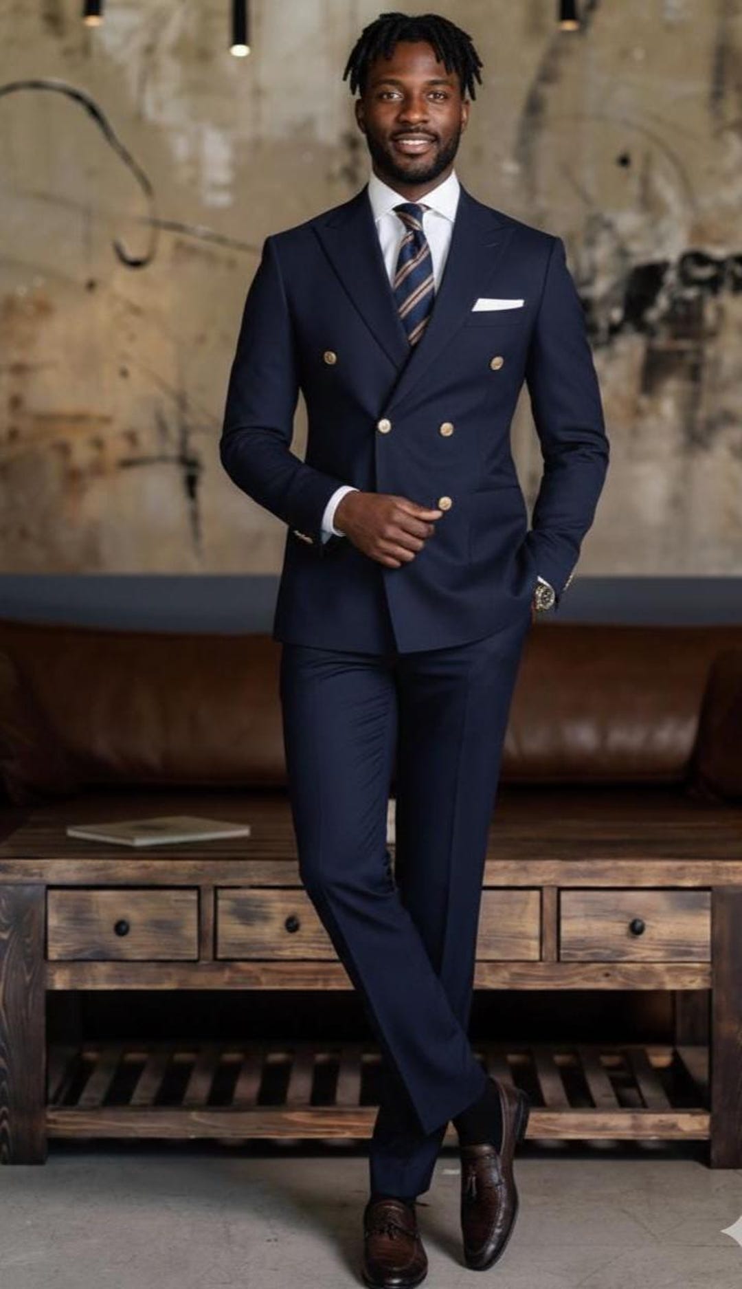 Sharp Dark Blue Double-breasted Suit | Premium Slim Fit Tuxedo |modern ...