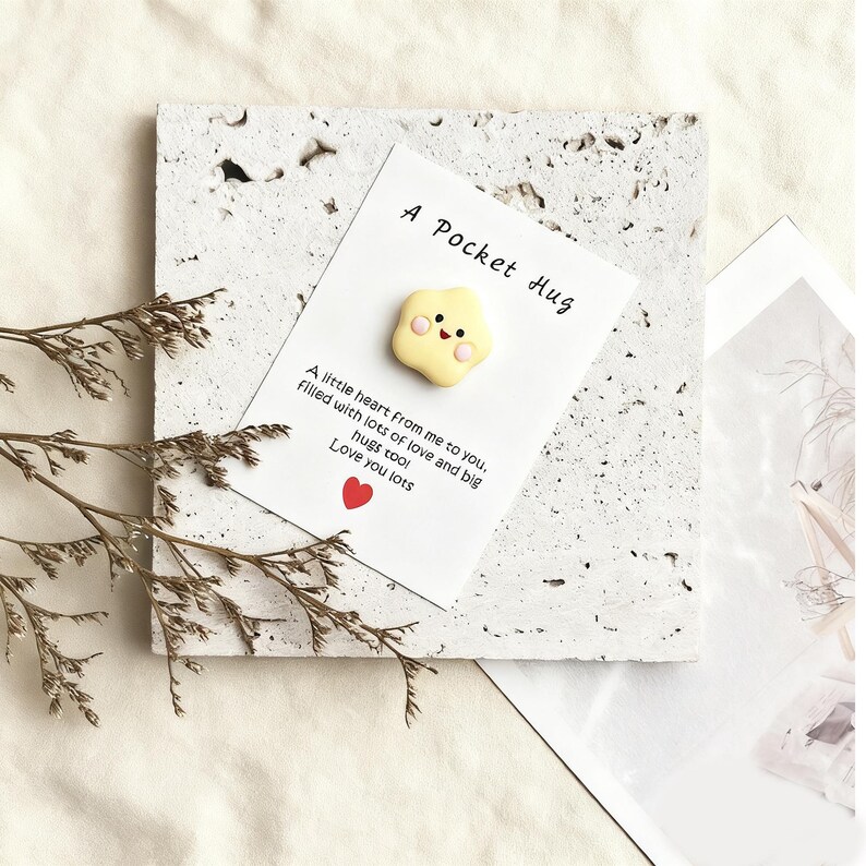 English Encouragement Pocket Hug Card, Cloud and Star Dotted Design ...