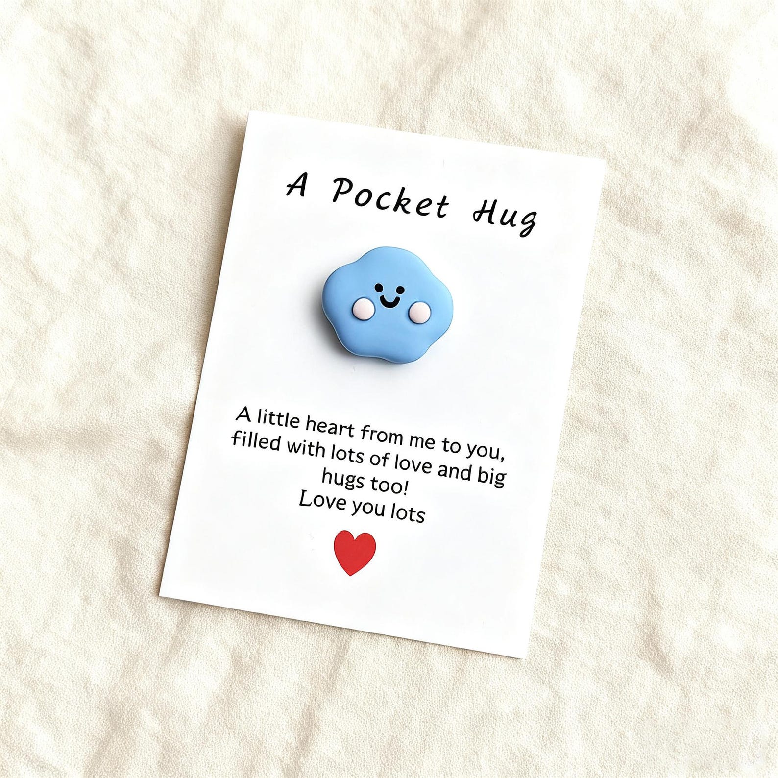 English Encouragement Pocket Hug Card, Cloud and Star Dotted Design ...