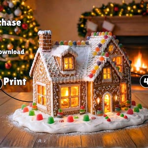 Gingerbread House Printable Pattern Template Christmas Decor - Etsy