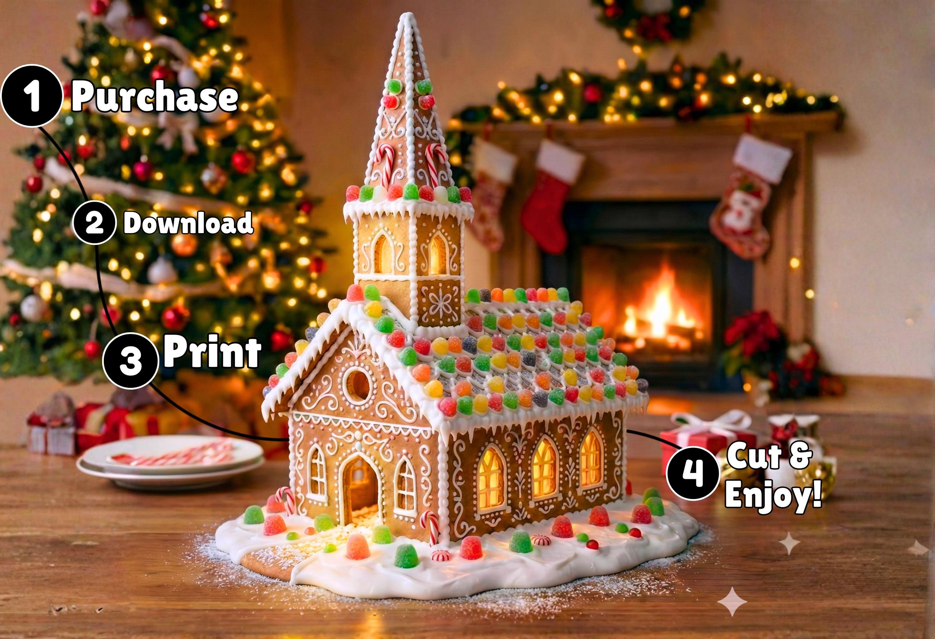Gingerbread House Printable Template Pattern Christmas Decor - Etsy