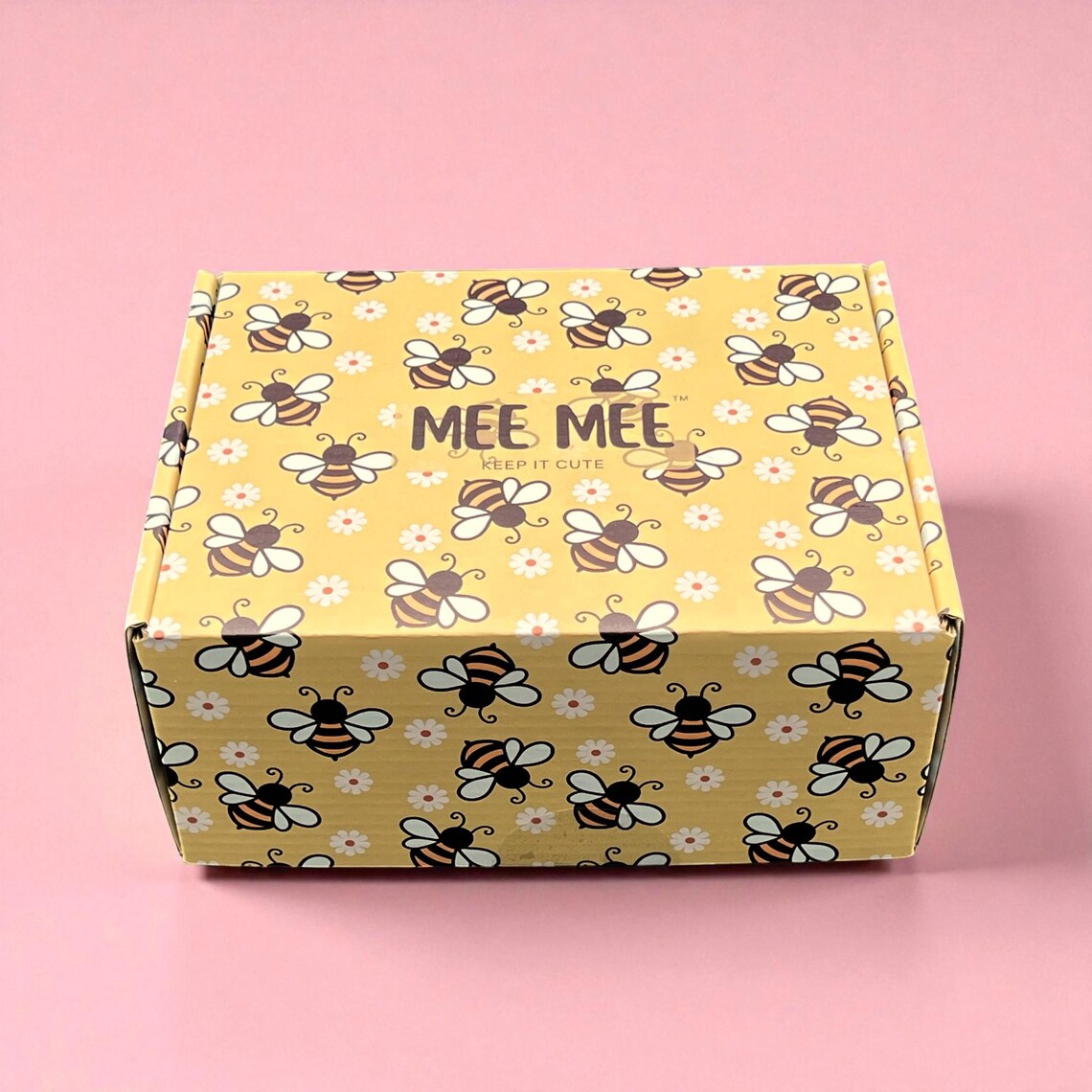 Bee Tin Storage Box With Tray Lid, Large Metal Stash Container Cute ...