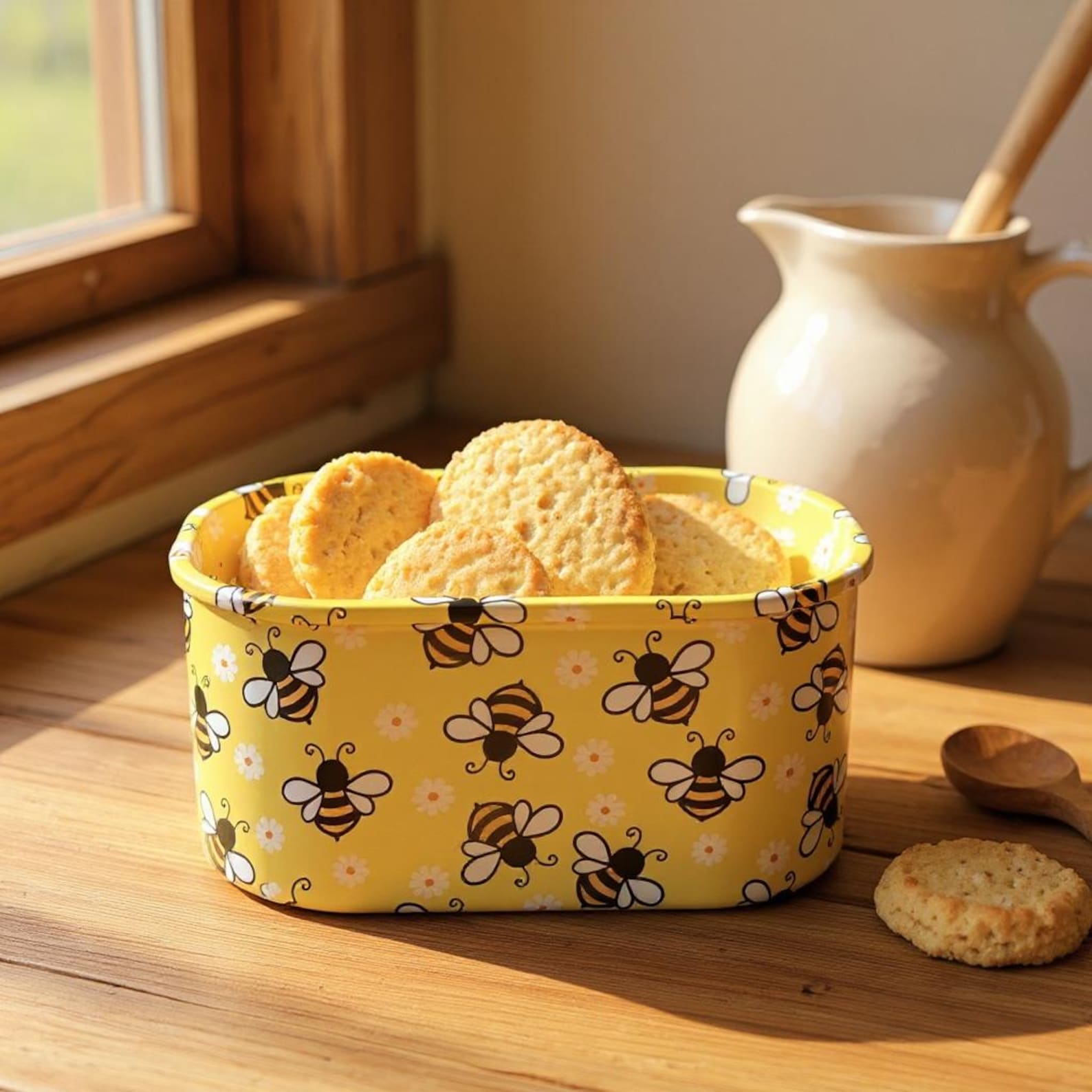 Bee Tin Storage Box With Tray Lid, Large Metal Stash Container Cute ...