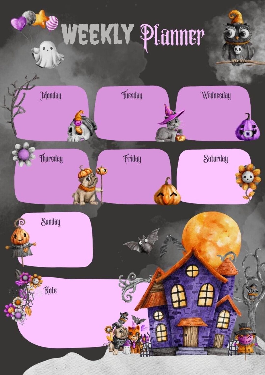 Halloween Weekly Planner | Cute Spooky Printable | October Digital ...