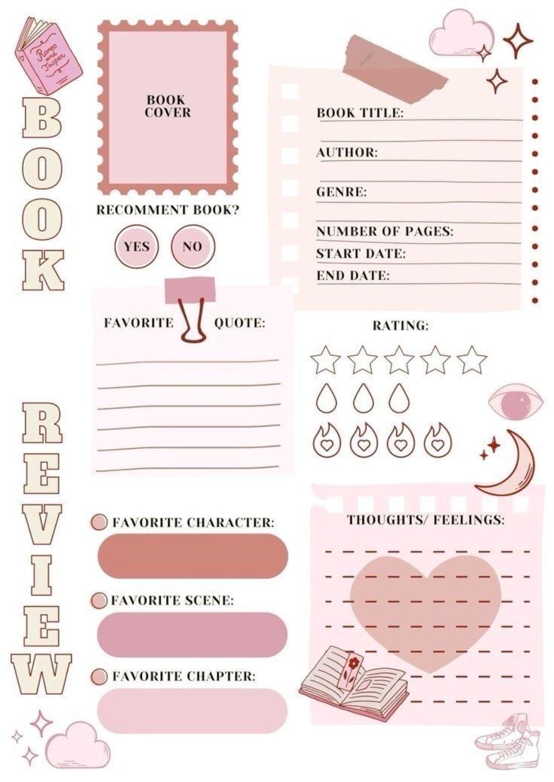 Book Review Template | Reading Journal | Printable Planner Page - Etsy