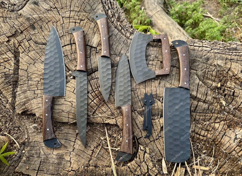 Hand Forged Damascus Steel Chef Knife Set | Handmade Kitchen Knives (6 ...