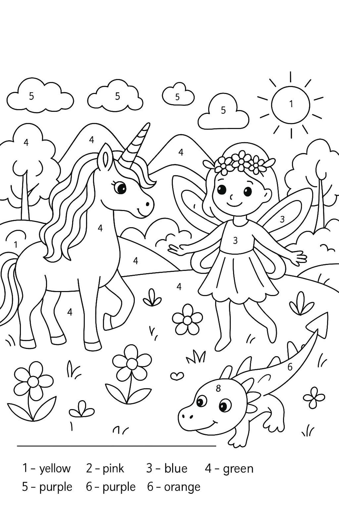Fantasy Color-by-number: Unicorn, Fairy & Dragon Adventure - Etsy