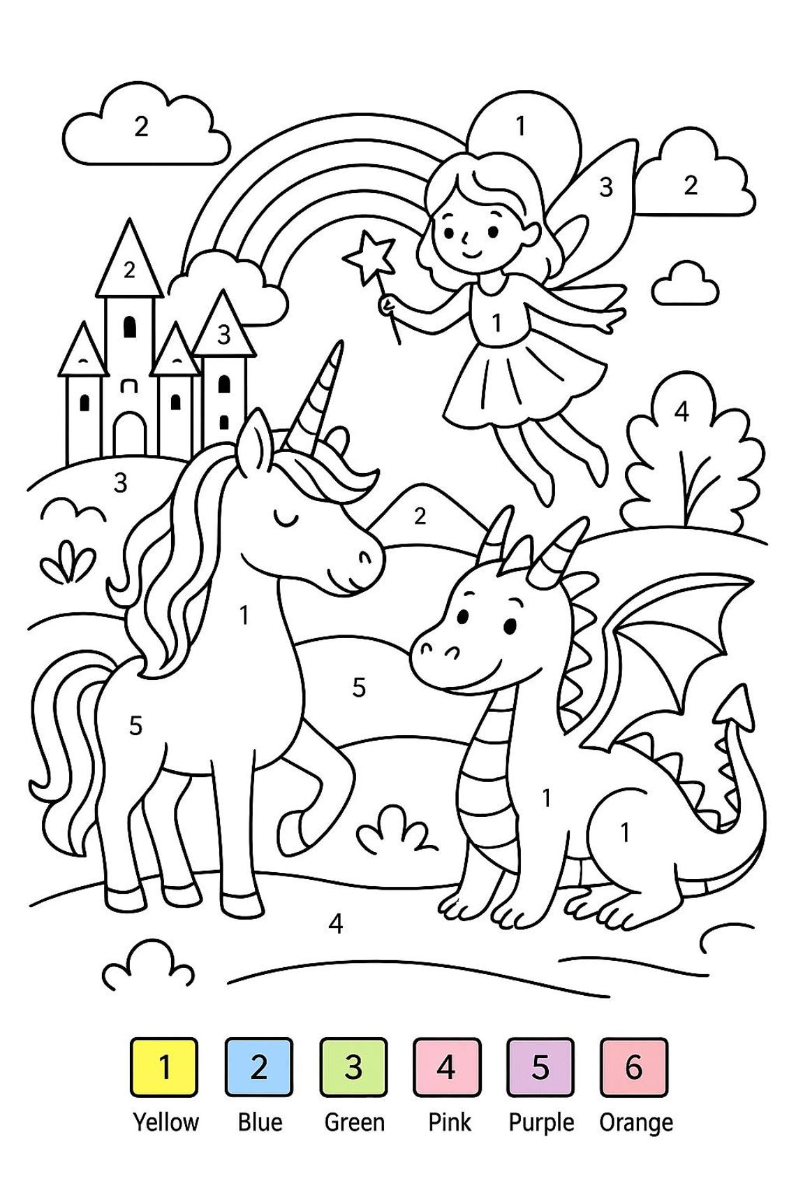 Fantasy Color-by-number: Unicorn, Fairy & Dragon Adventure - Etsy