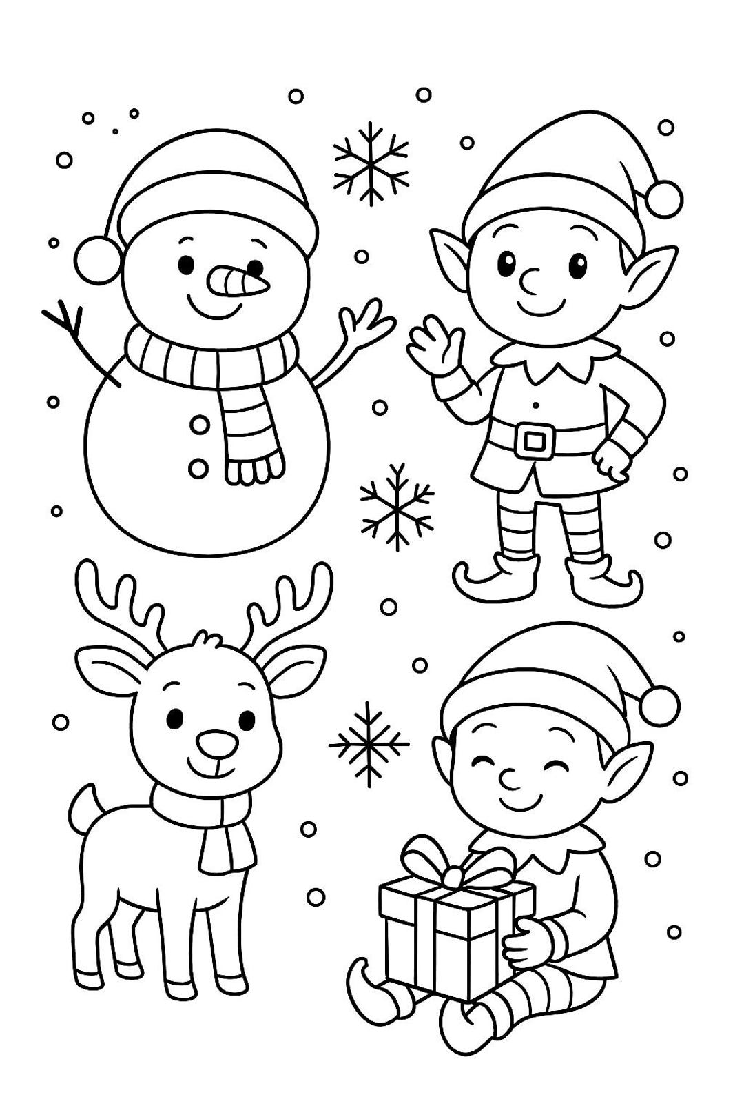 Christmas Characters Coloring Page - Etsy