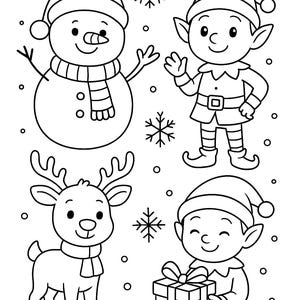 Christmas Characters Coloring Page - Etsy