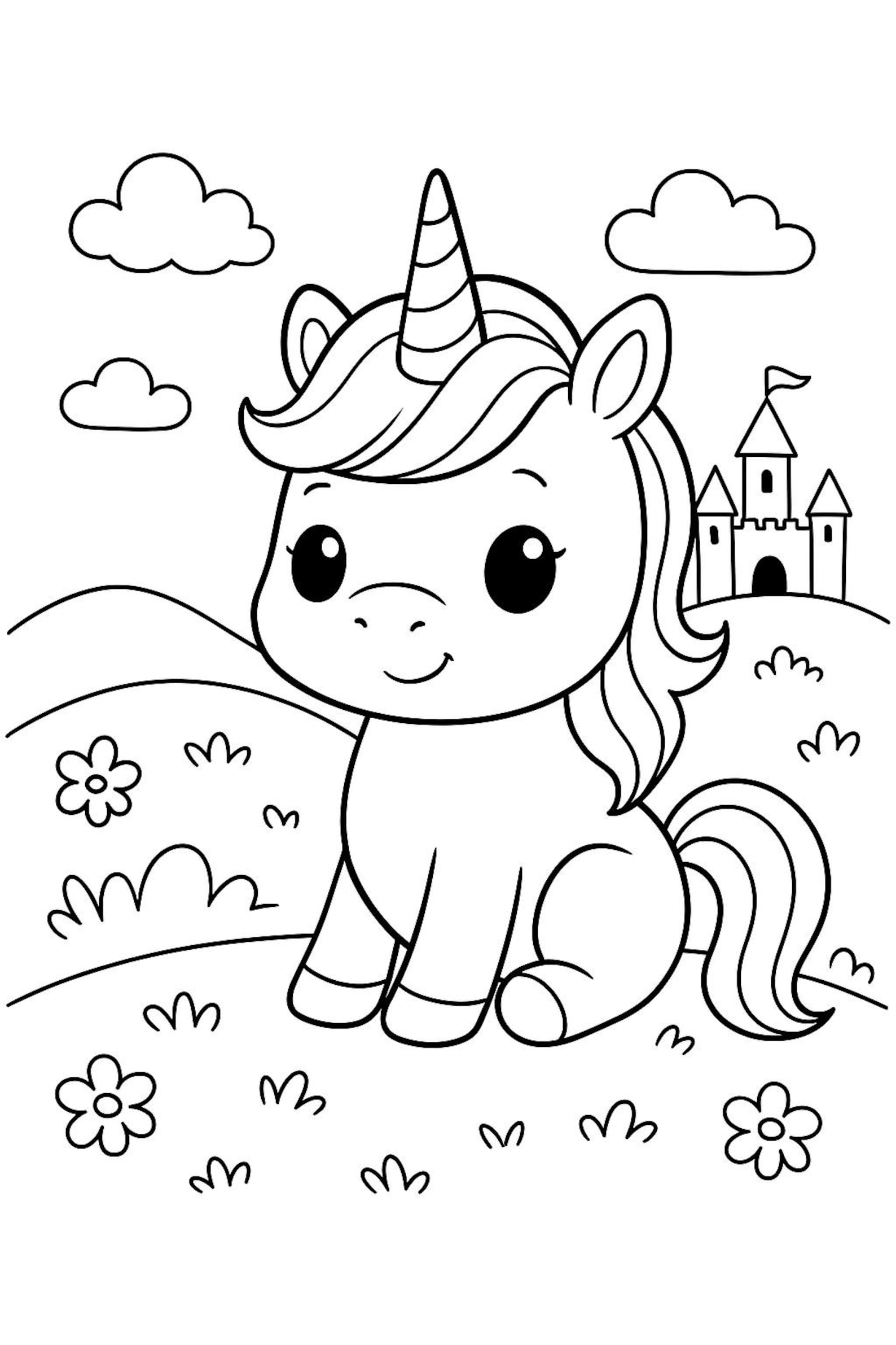 Baby Unicorn Coloring Page for Kids - Etsy