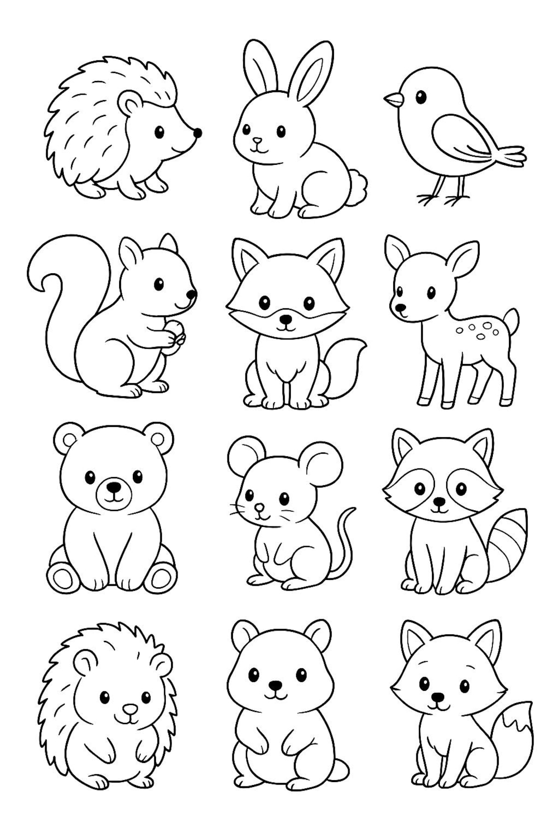 Small Wild Animals, Horses, Cats, Dogs, Robots Coloring Pages - Etsy