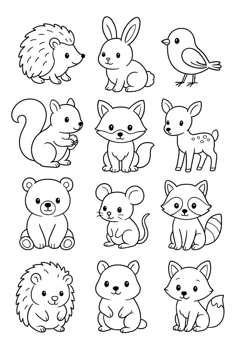 Small Wild Animals, Horses, Cats, Dogs, Robots Coloring Pages - Etsy