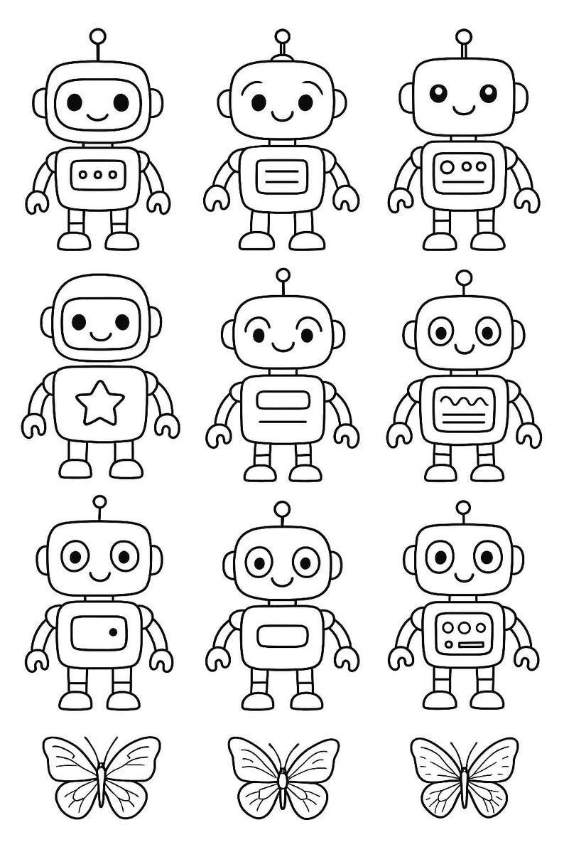 Small Wild Animals, Horses, Cats, Dogs, Robots Coloring Pages - Etsy ...