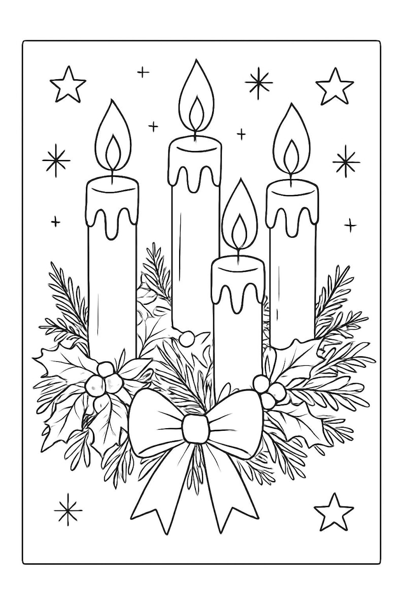 Kolorowanka Wieniec Adwentowy - Etsy Polska