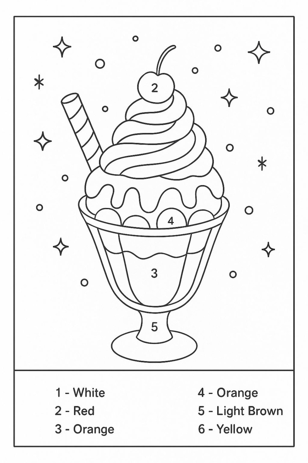 Dessert Color-by-number Coloring Page - Etsy
