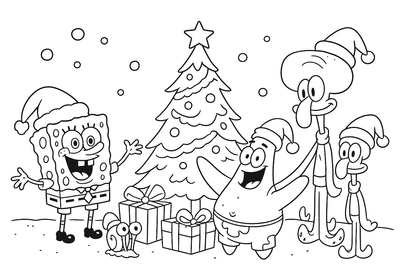 Spongebob and Friends in Mr. Krabs Class Coloring Pages - Etsy