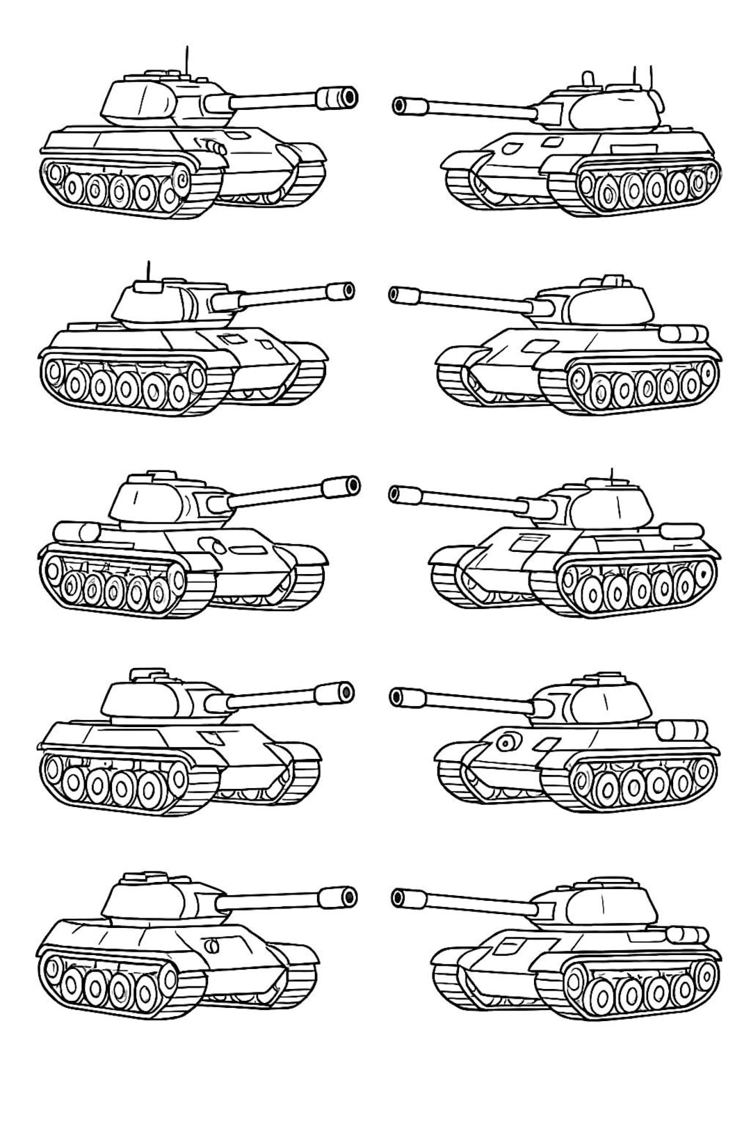 Realistic Tanks Coloring Page - Etsy