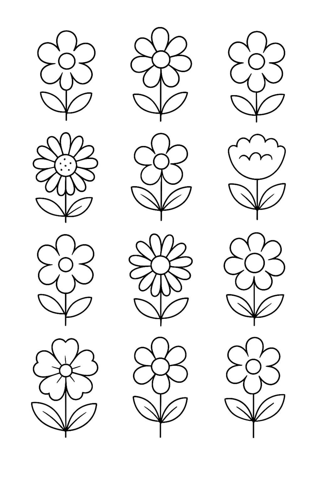 Small Flowers Coloring Page - Etsy