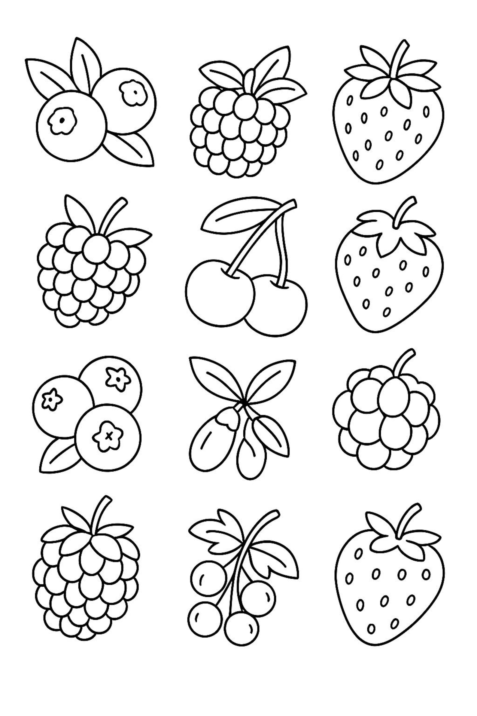 12 Wild Berries Coloring Page - Etsy