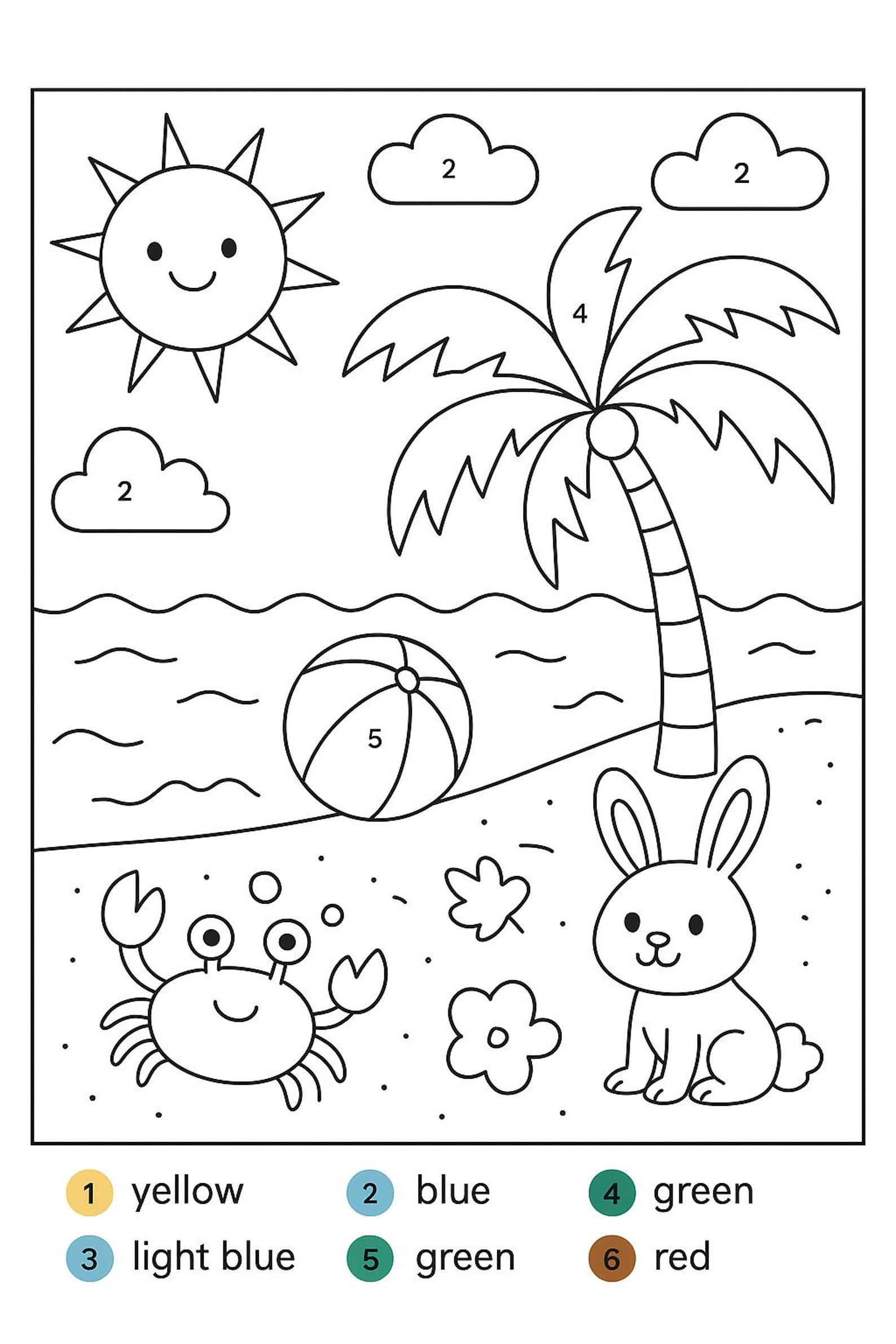 Summer Animals Color-by-number Page - Etsy