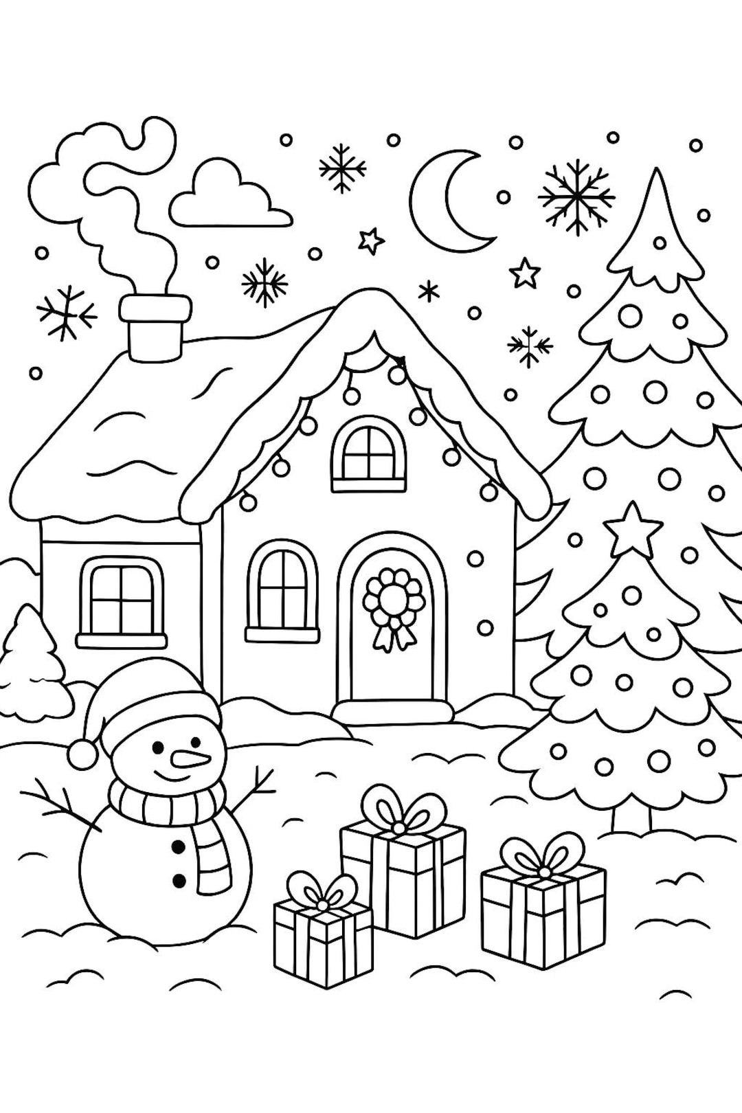 Christmas Collection Animals Santa Tree Elves House Advent Coloring ...