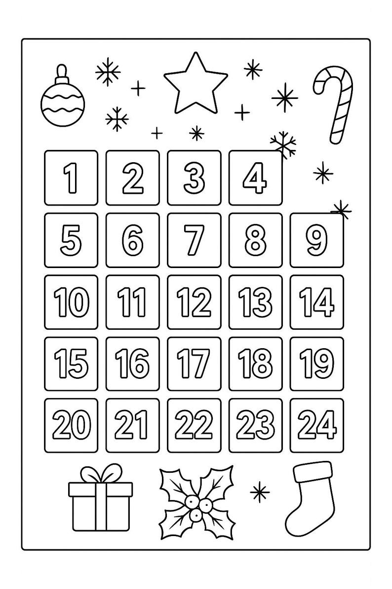 Christmas Collection Animals Santa Tree Elves House Advent Coloring ...