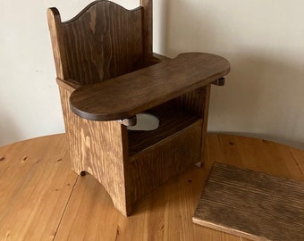 A New Wooden Potty Chair W/ Latching Tray, Pot, and Pee Deflector ...