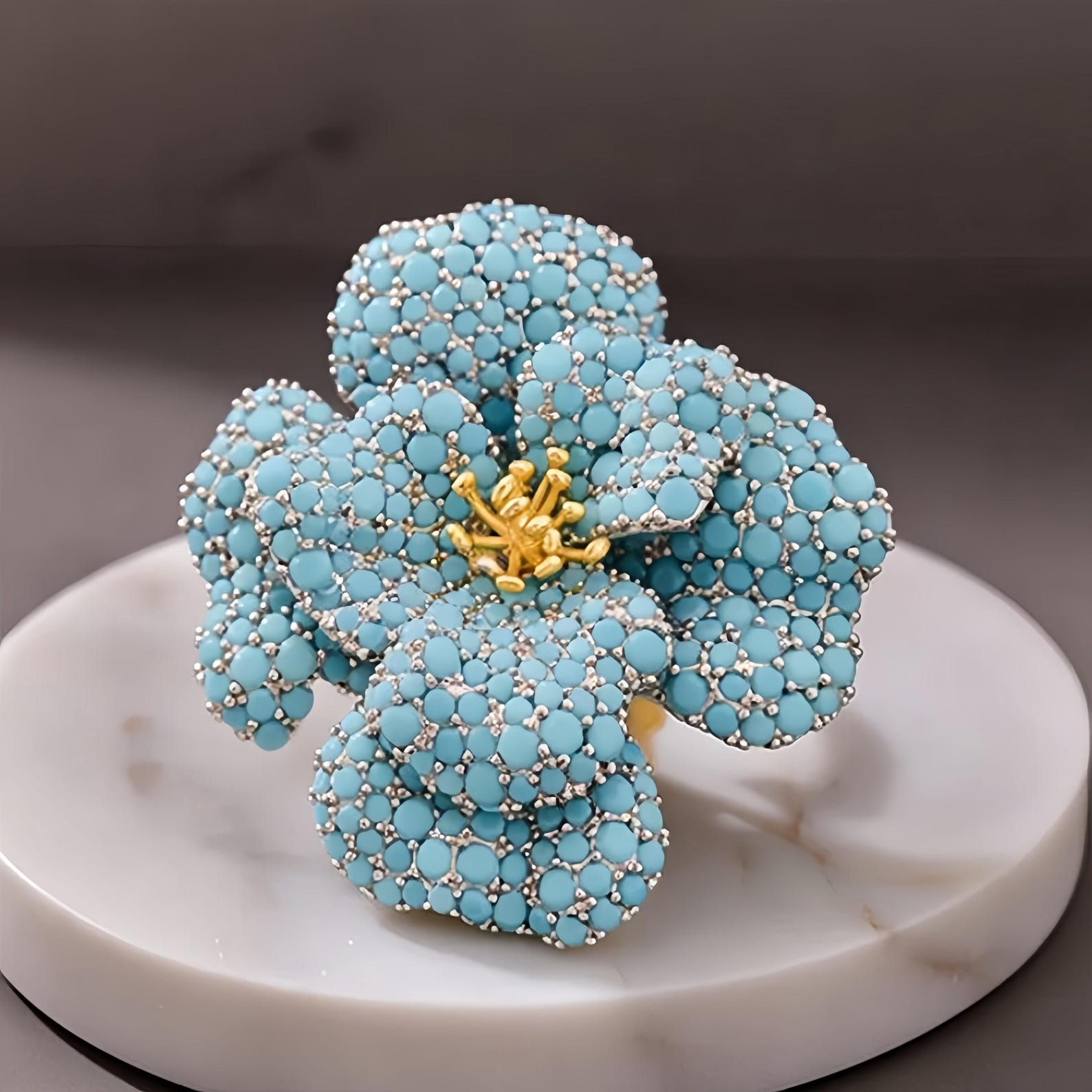 Turquoise Flower Brooch: Beaded Jewelry Pin - Etsy