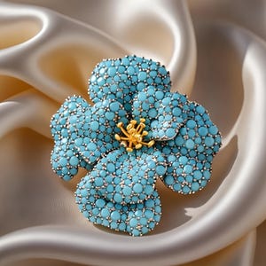 Turquoise Flower Brooch: Beaded Jewelry Pin - Etsy