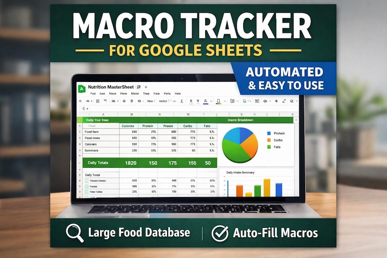 Macro Tracker Spreadsheet | Auto Search Large Database | Calorie ...
