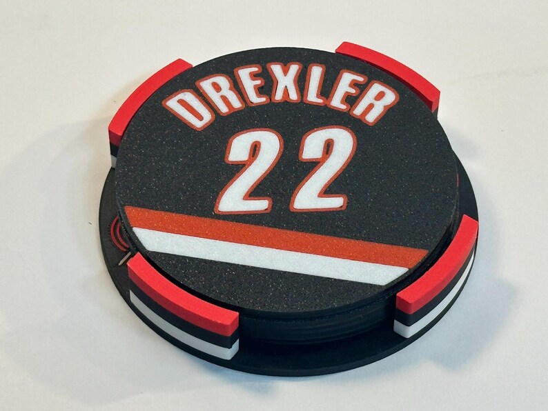 Retro Portland Trail Blazers Coasters With Holder, 90's Team, Drexler ...