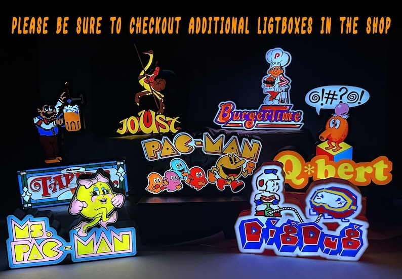 Ms. Pac-man LED Lighted Sign With Remote, Retro Arcade Collectible, 3D ...