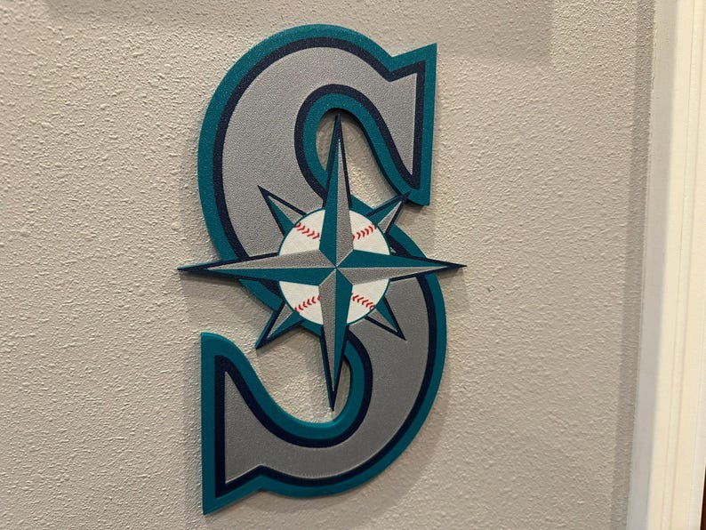 Seattle Mariners "s" Logo Sign. 2025 AL West Division Champions. 3D ...