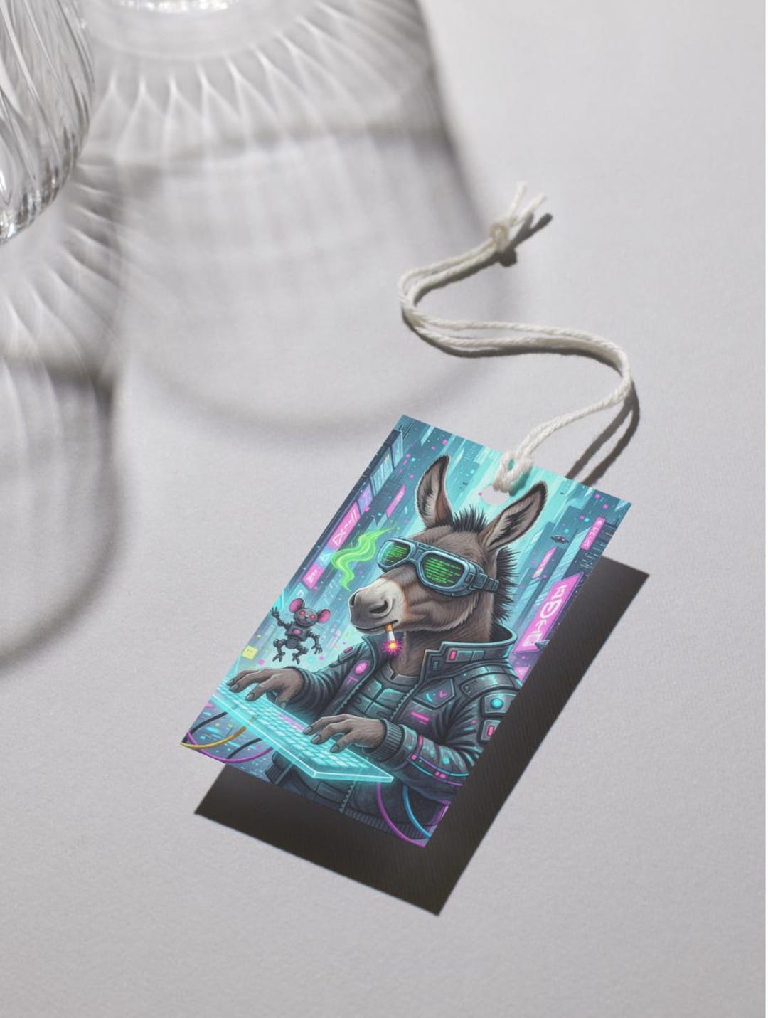 Cyberpunk Donkey Hacker Digital Art Print, Neon Futuristic Animal ...