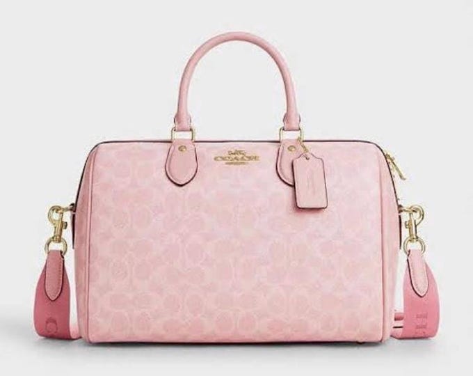 NEW Authentic Coach Pink Rowan Medium Satchel Bag in Signature Canvas ...