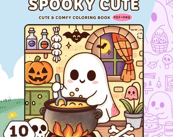 Spooky Hygge Coloring Pages | 10 Cute & Cozy Halloween Pages | Set One ...