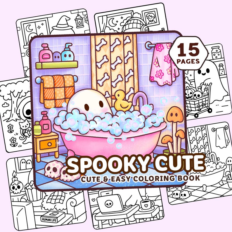 Spooky Cute Ultimate Bold & Easy Coloring Book Bundle - 55 Pages PDF ...