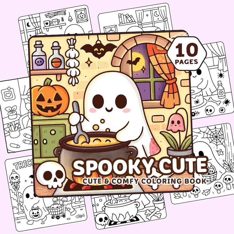 Spooky Cute Ultimate Bold & Easy Coloring Book Bundle - 55 Pages PDF ...