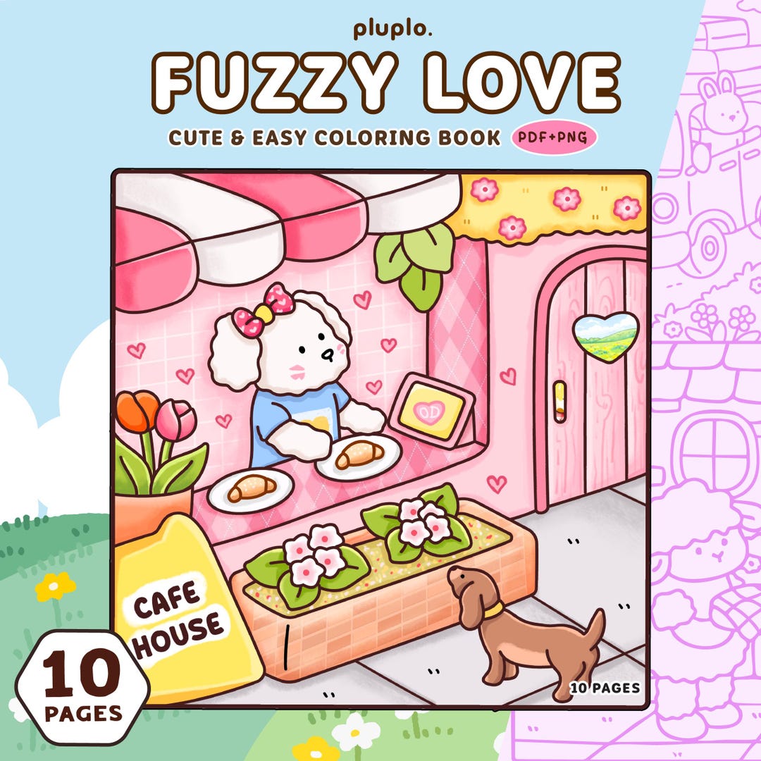 Fuzzy Love Coloring Book PDF PNG - 10 Cute and Comfy Painting Pages ...
