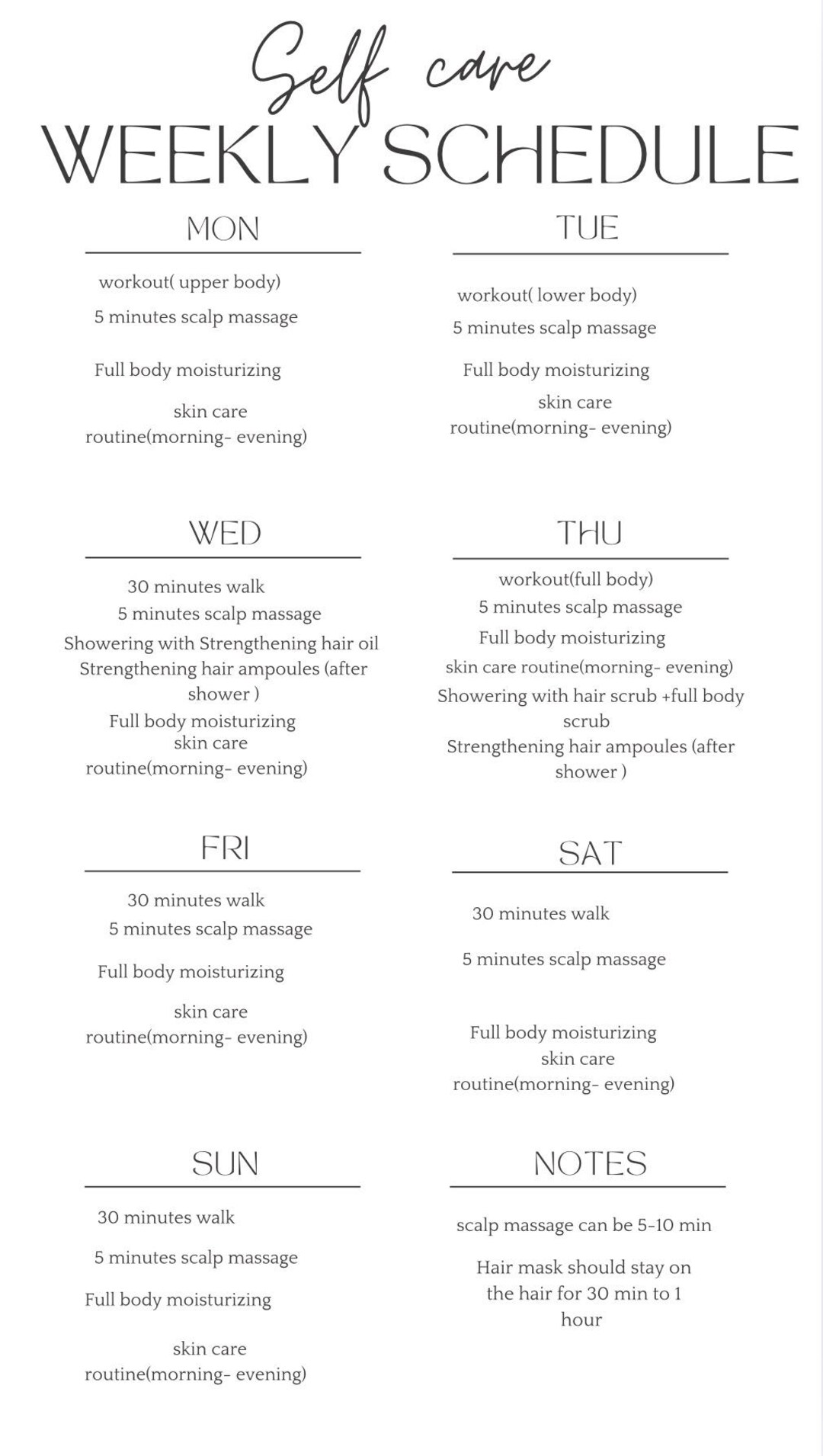 Self Care Schedule - Etsy