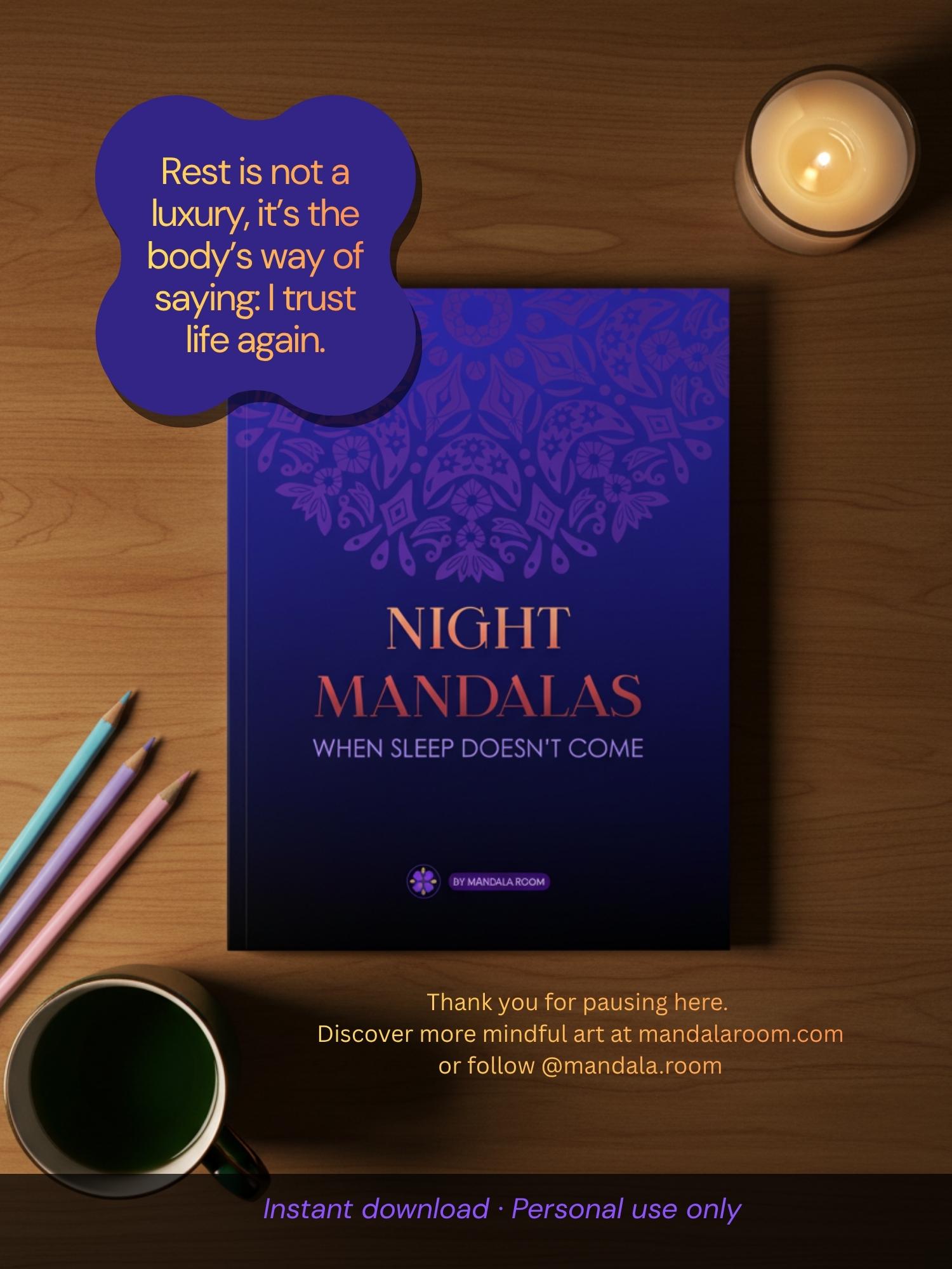 Night Mandalas Workbook | Printable Mindfulness Coloring Book for Calm ...